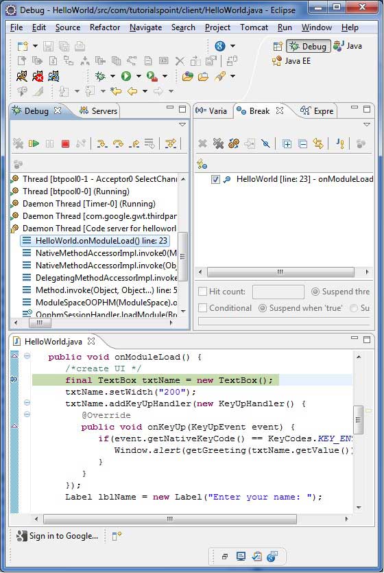 Gwt Debug The Application Gwtbasic Tutorial Documents Gwt Debug The Applicationlearning Manual