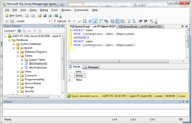 Sqlserver Intersectsqlserver基础教程文档sqlserver Intersect学习手册 编程宝典